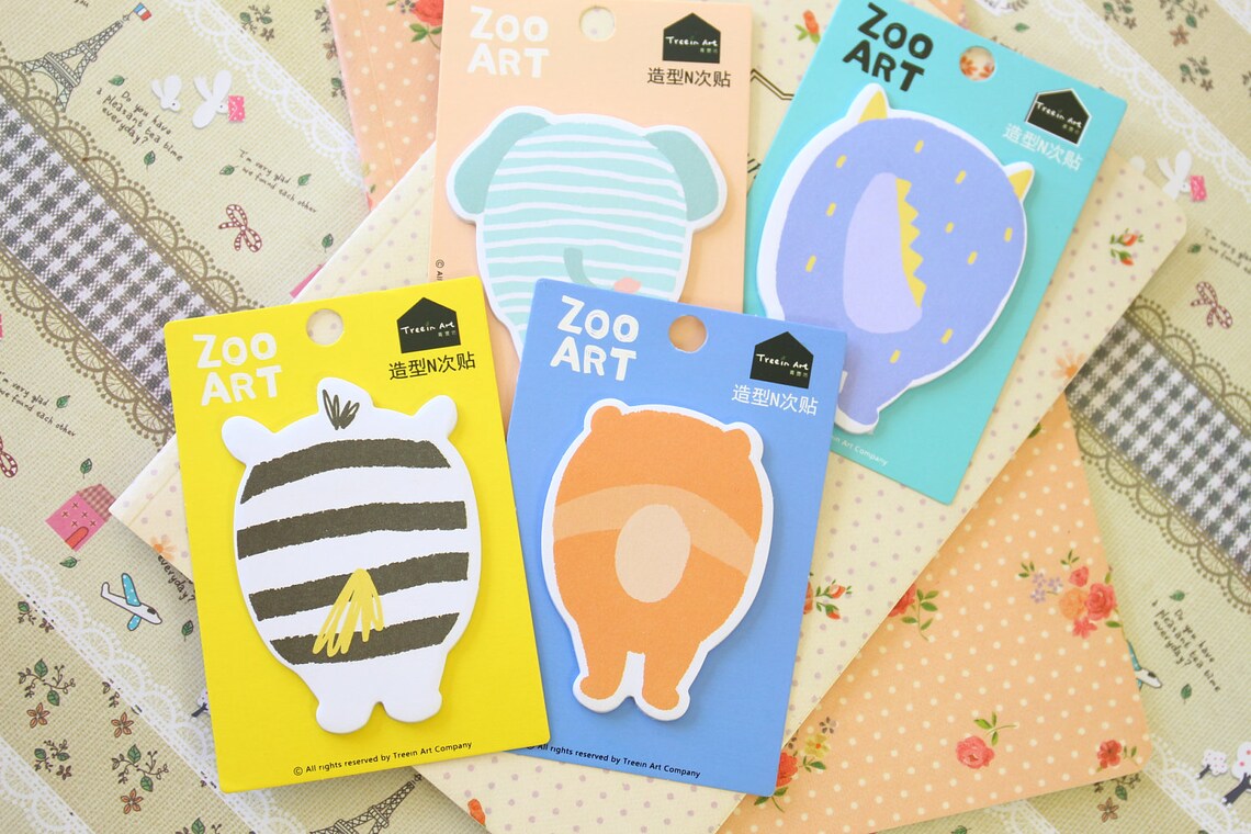 Zoo Art Animal Shapes Sticky Notes - Etsy