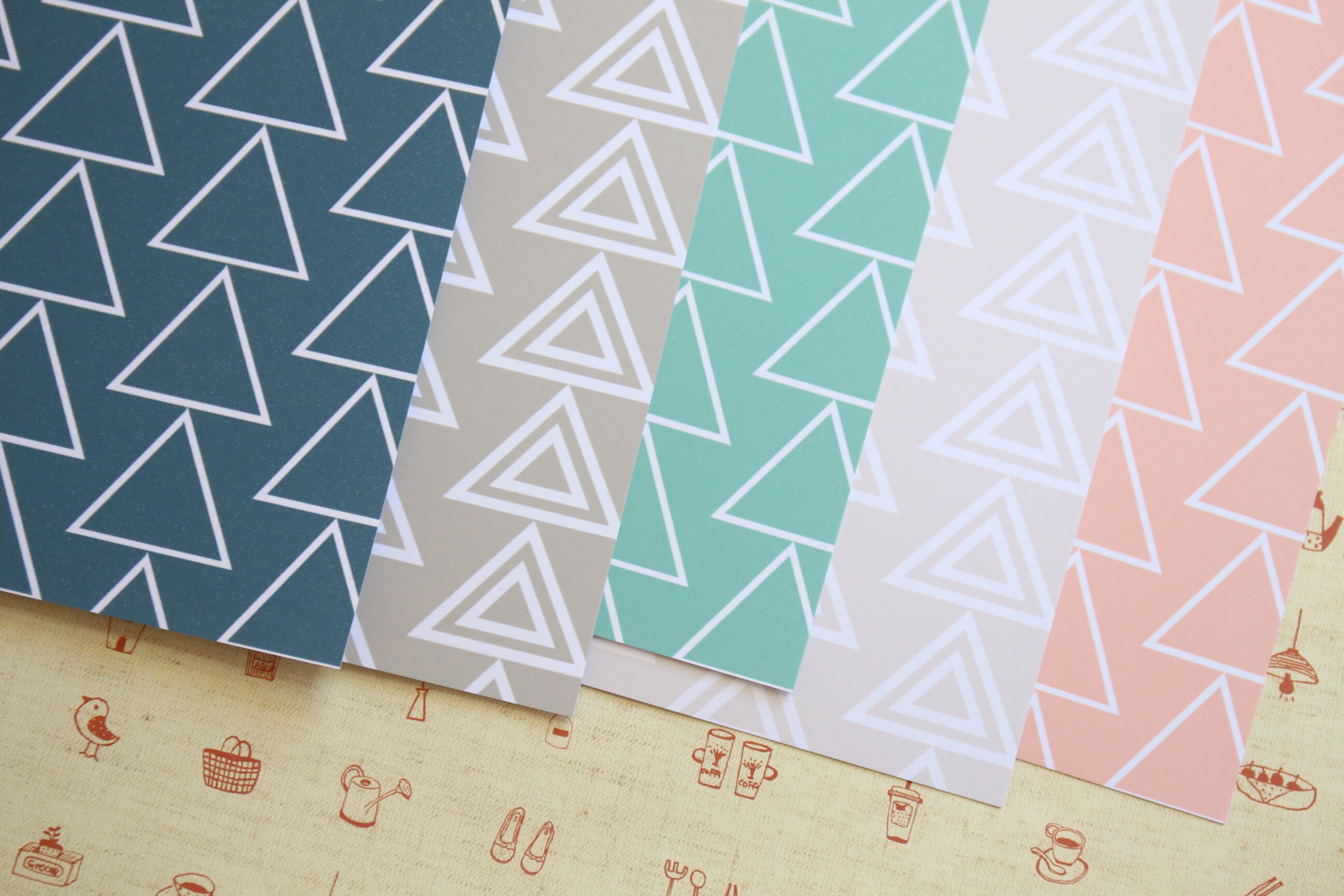 Set 02 Modern Triangles printed card stock 250gsm | Etsy