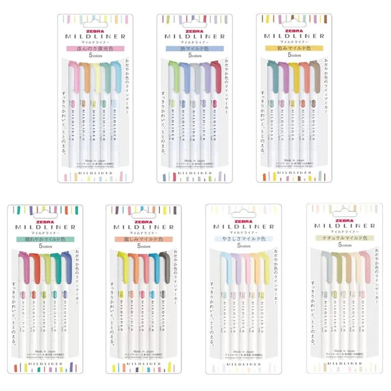Zebra Mildliner 5pc Set Japanese Version - Etsy UK