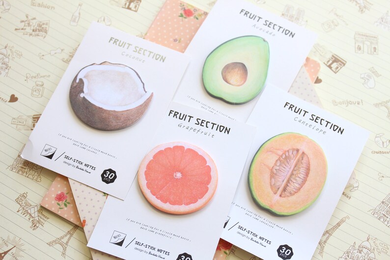 Fruit Section Fruit Shapes Sticky Notes - Etsy