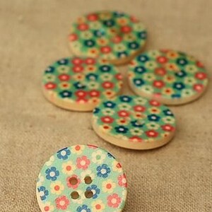 Set 5 LIGHT BLUE Craft Ideas Flower Printed Wood Round Buttons - Etsy