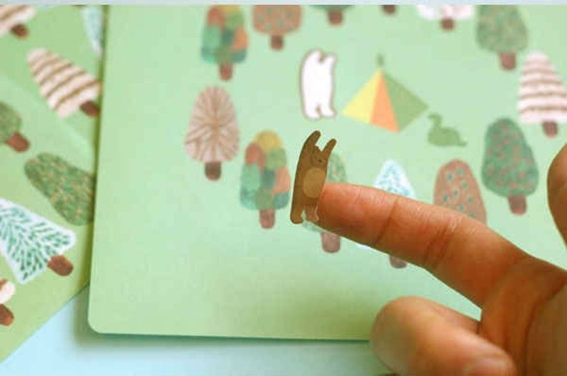 Norwegian Wood Cartoon Trees Bears Print Paper Stickers - Etsy