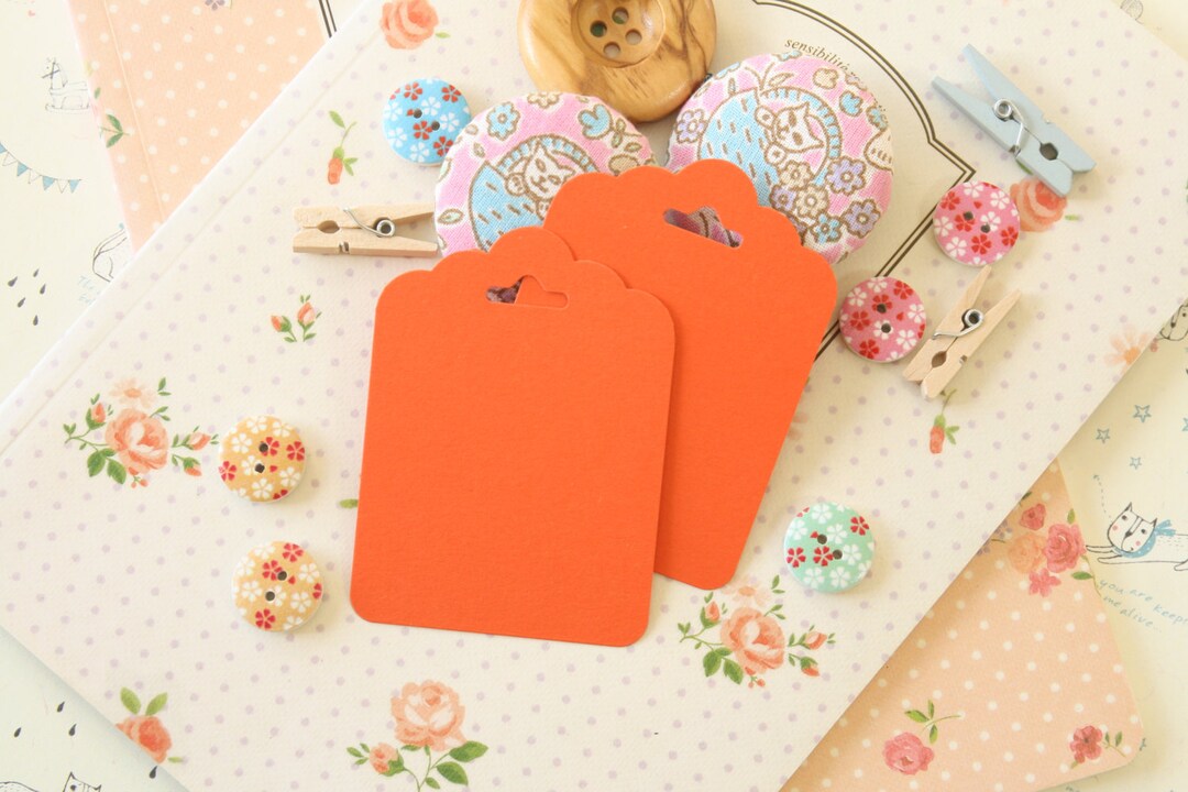 Mango Orange Fancy Ornate Scallop Tags - Etsy