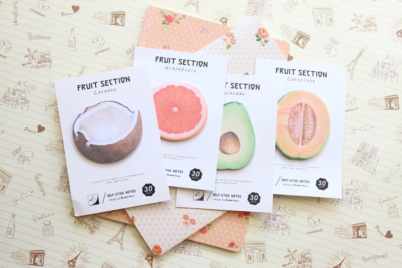 Fruit Section Fruit Shapes Sticky Notes - Etsy
