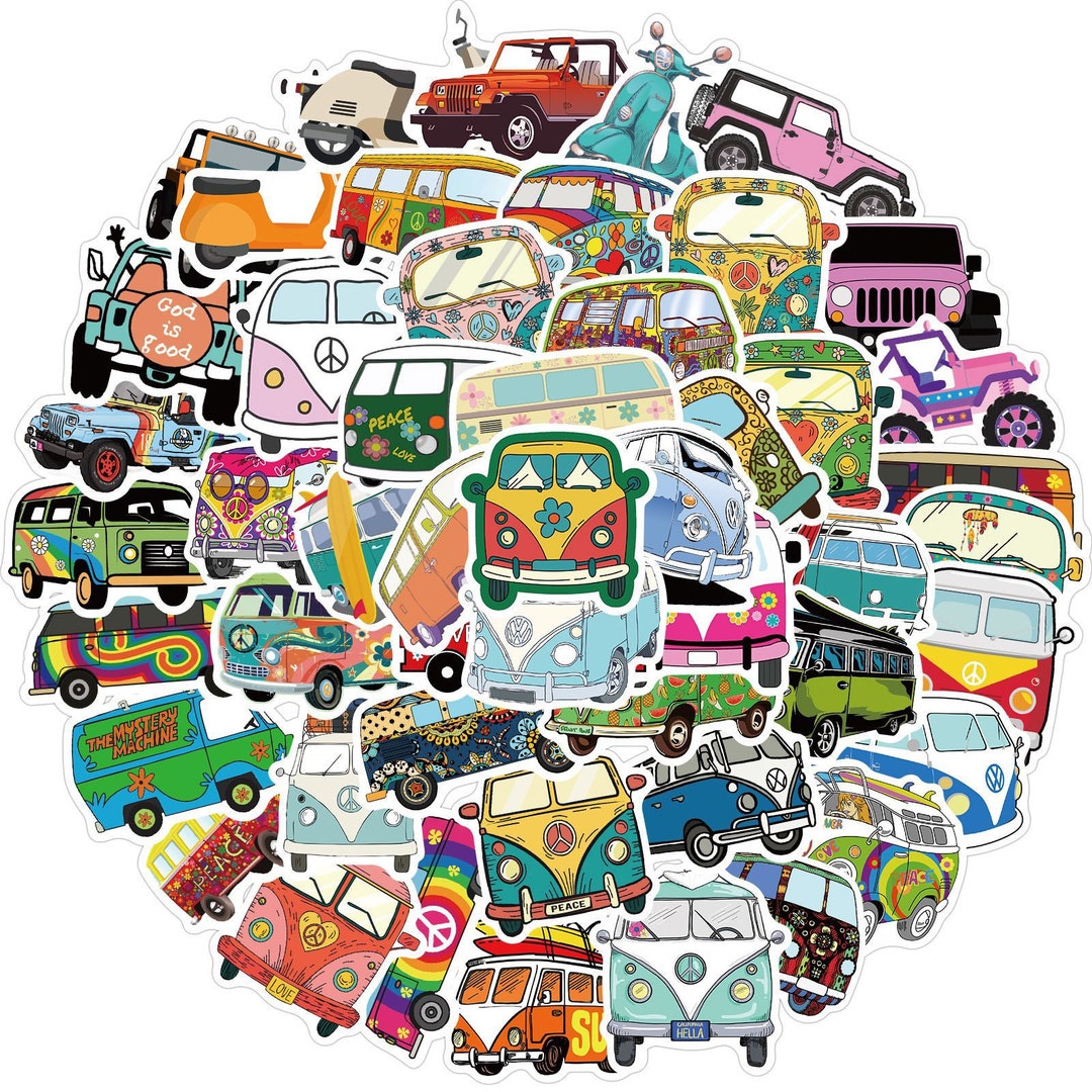 VW Mini Bus Camper Van Large Cute Cartoon Stickers - Etsy