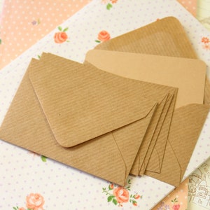 Ribbed Kraft Brown Mini Envelopes & Buff Brown Note Cards - Etsy