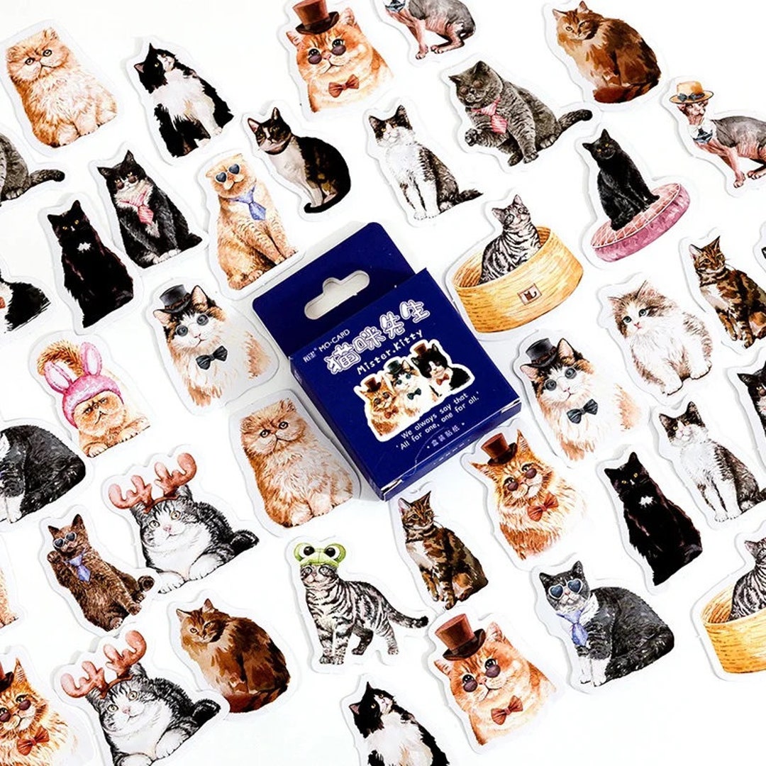 Mister Kitty Cat Mo-card Deco Stickers - Etsy
