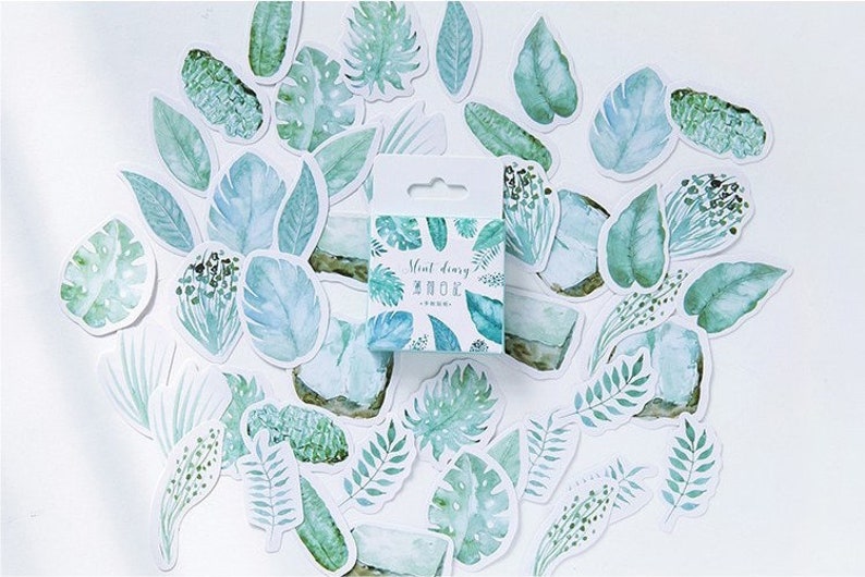 Mint Diary Mo-card Cartoon Leaf Shapes Stickers - Etsy