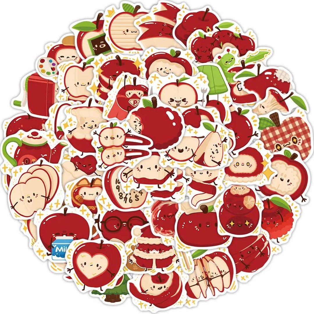 Cute Apples Large Cartoon Stickers - Etsy