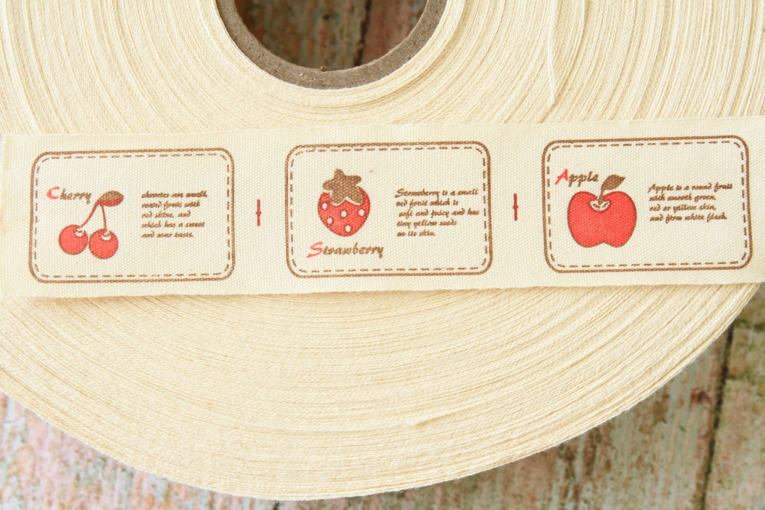 Cartoon FRUIT LABELS Fabric Ribbon Tape - Etsy