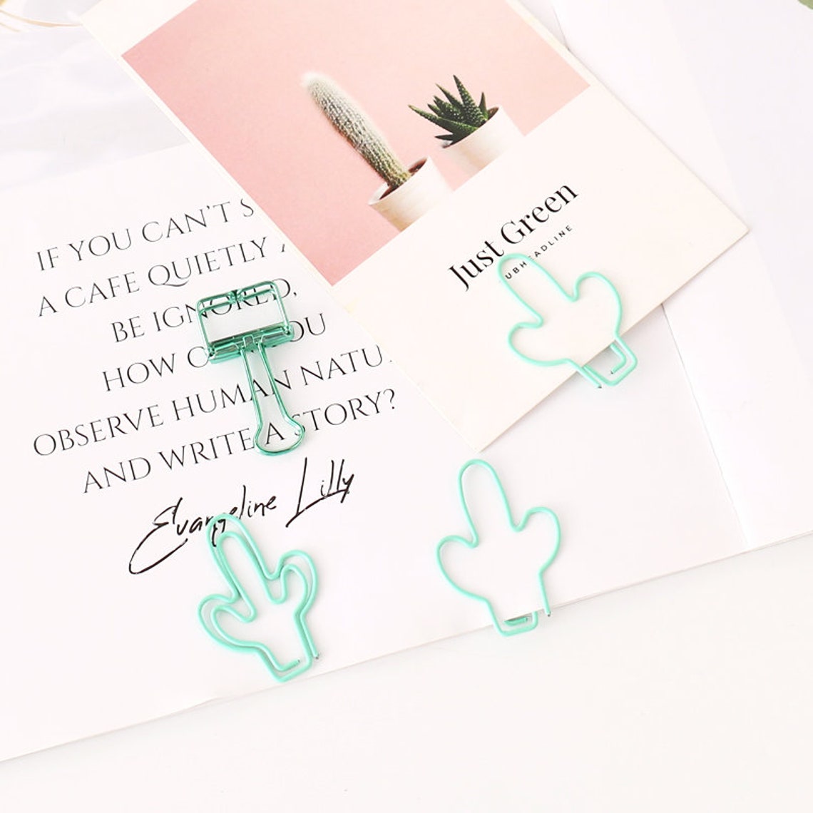 Blue Cactus Paper Clips - Etsy