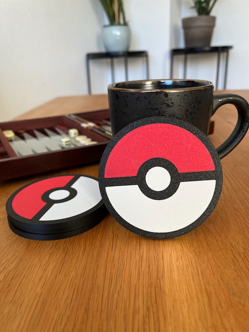 Poké Ball Coasters – Gamer Drink Coasters in a Poké Design | Fun Gift ...