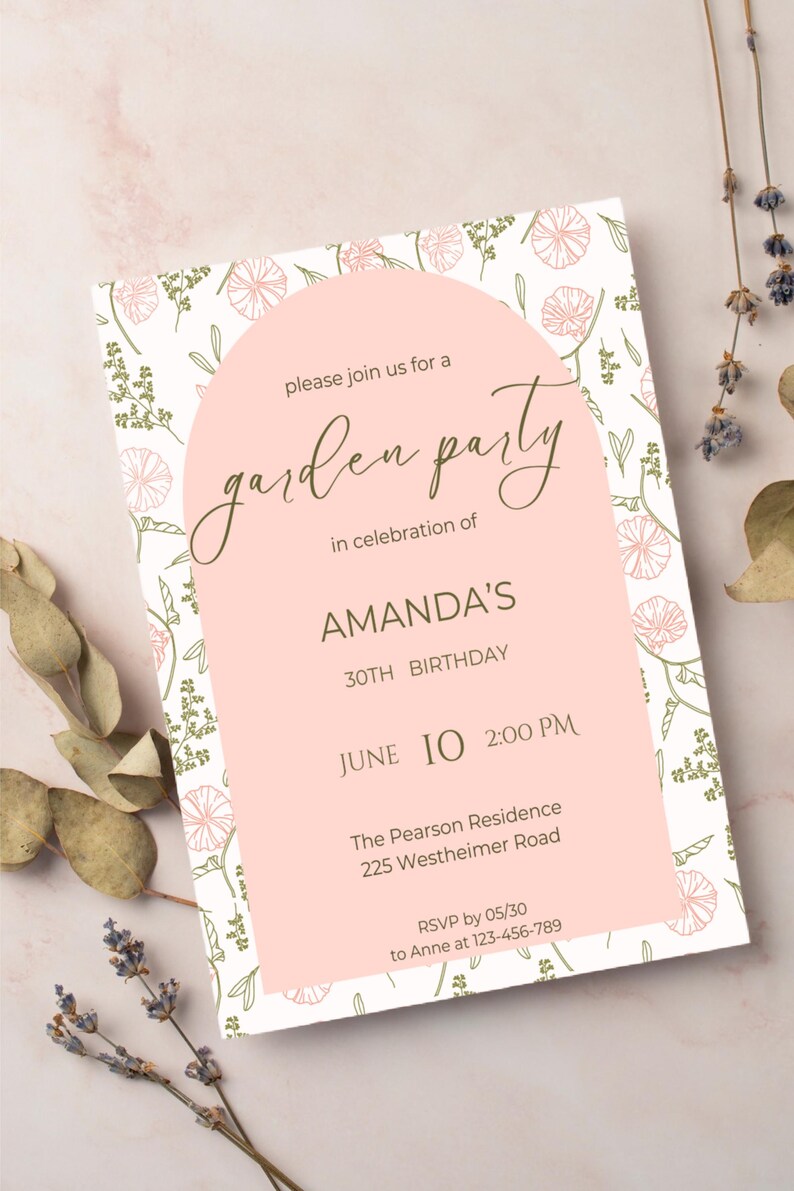 Garden Party Invitation | Summer Birthday Party Invitation | Spring ...