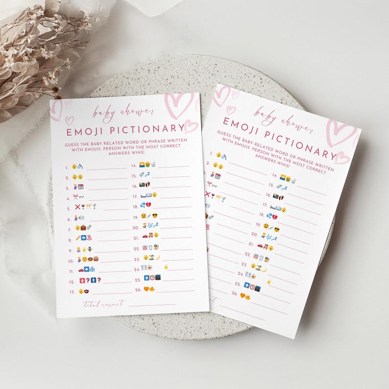 Emoji Pictionary Baby Shower Game, Printable Fun Activity, Instant ...