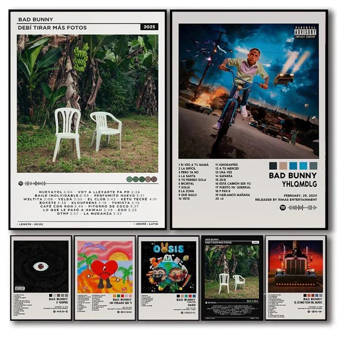Póster musical de Bad Bunny Portada del álbum DTMF AND OASIS/yhlqmdlg ...