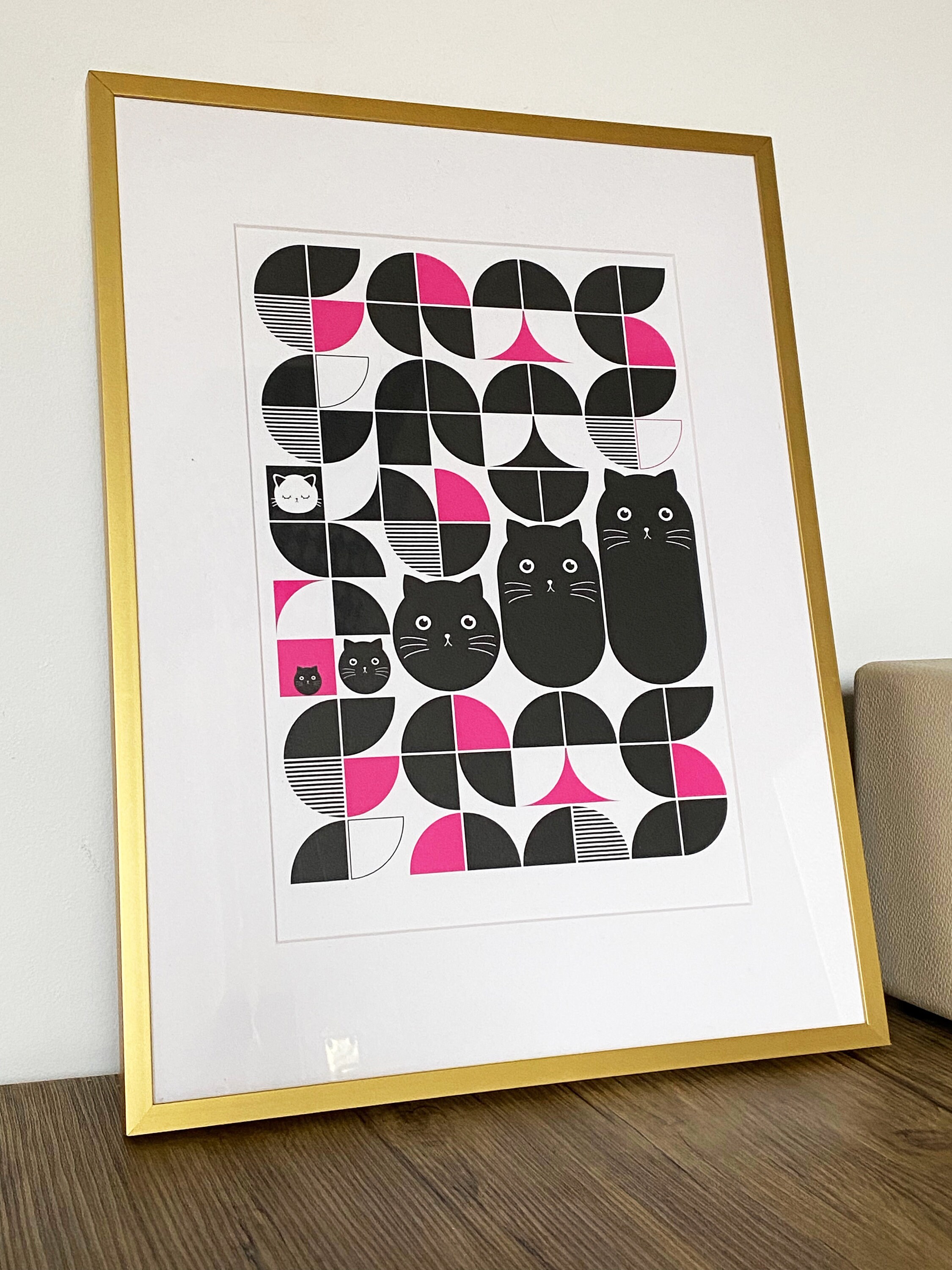 A4 / A3 Cat Wall Art Graphic Design Cats Geometric Cats | Etsy UK