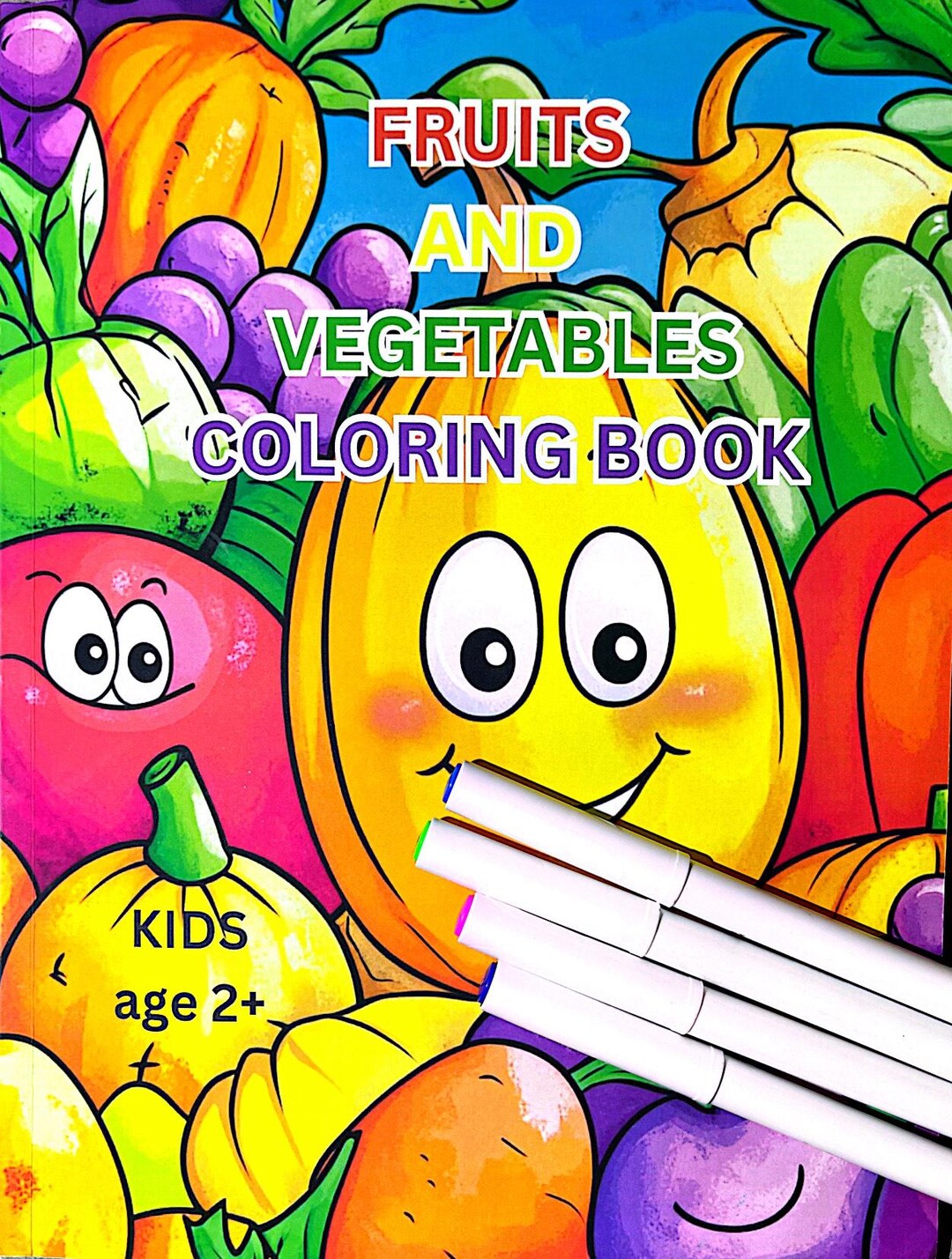 Fruits and Vegetables Coloring Book: Fun Activity for Kids and Adults ...