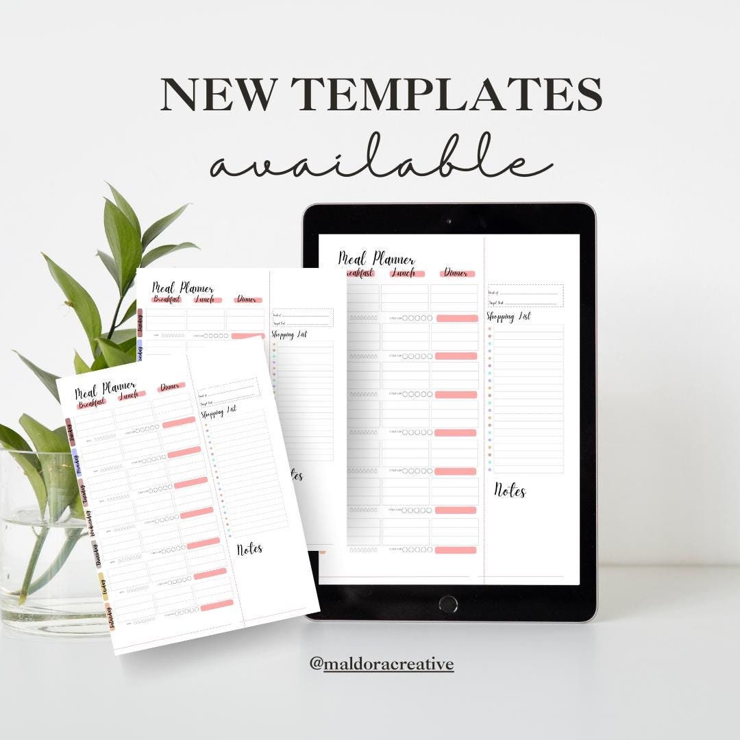 Weekly Meal Planner for Busy Moms Diabetic Patients Students Pregnancy ...
