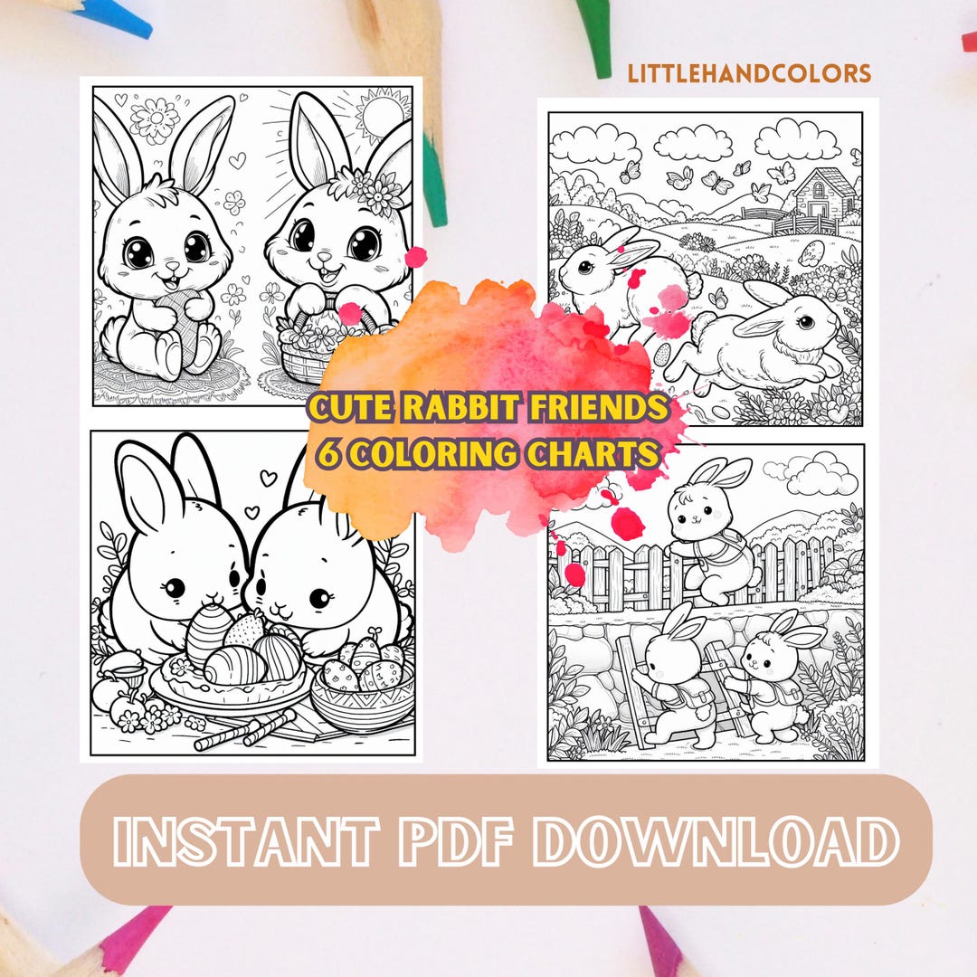 Cute Rabbits Bunnies Cozy Spaces Coloring Book by Littlehandcolors ...