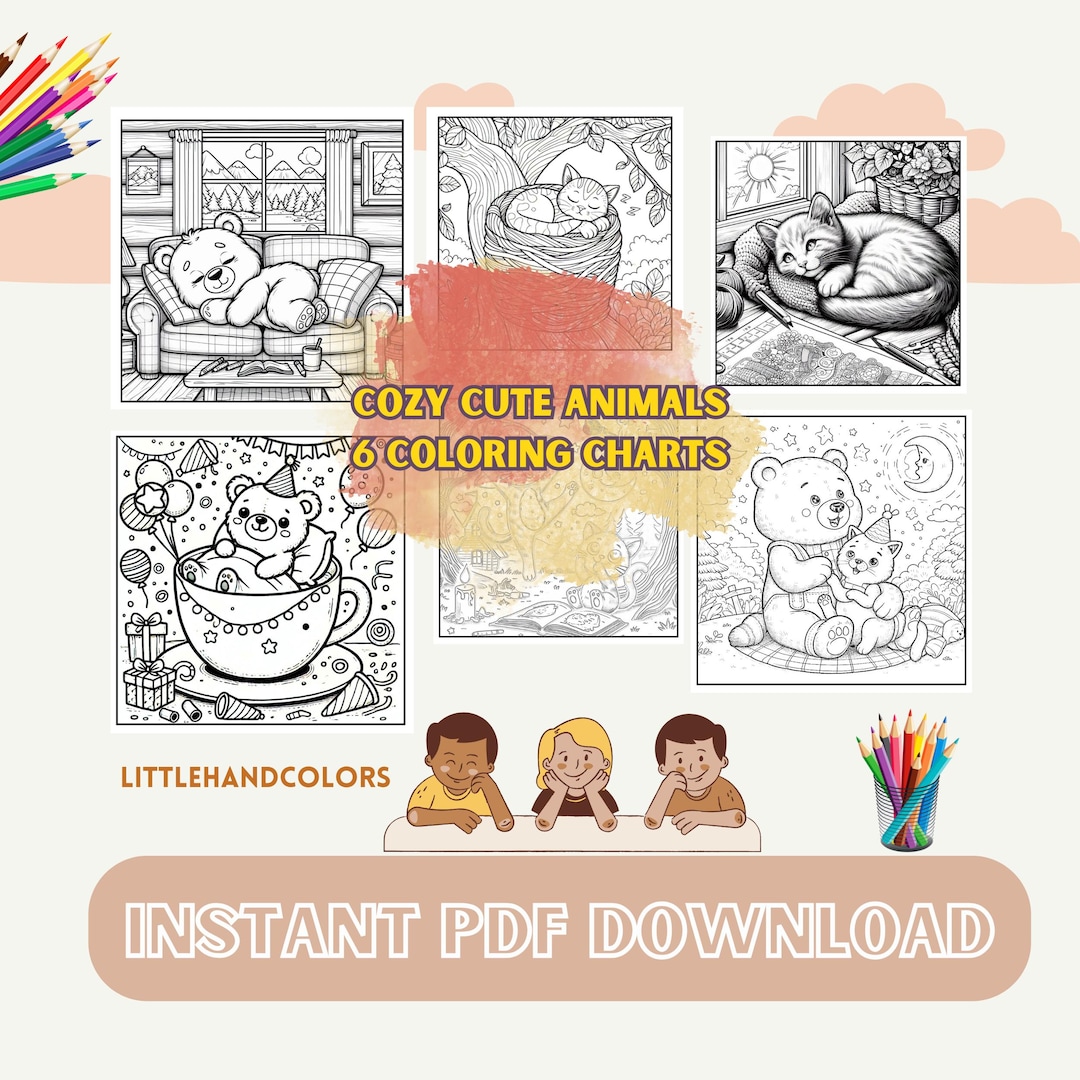 Cozy Spaces Cute Animal Corners Coloring Book by Littlehandcolors, Kids ...