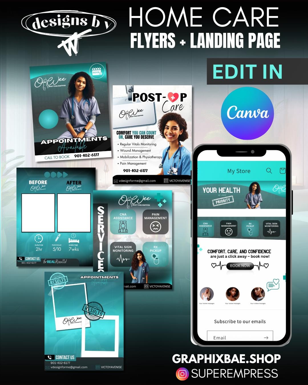 Home Care Custom Flyer & Landing Page Template for Health Providers ...