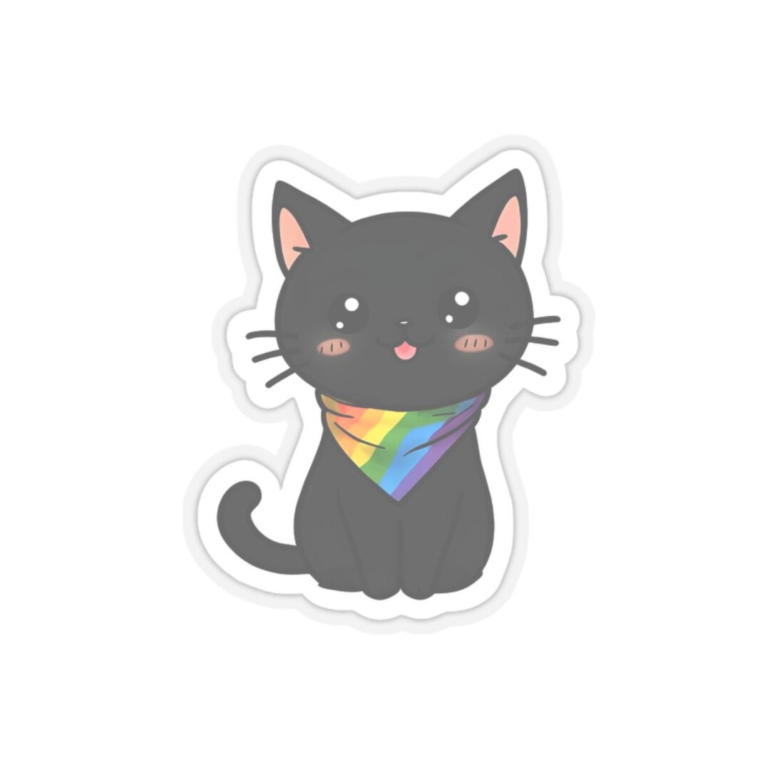 Pride Flag Black Cat Sticker, LGBTQ Gift, Cat Lover Decal, LGBTQ Pride ...