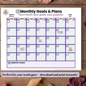 Monthly Goals & Plans Printable Planner Organize Your Month With Ease ...