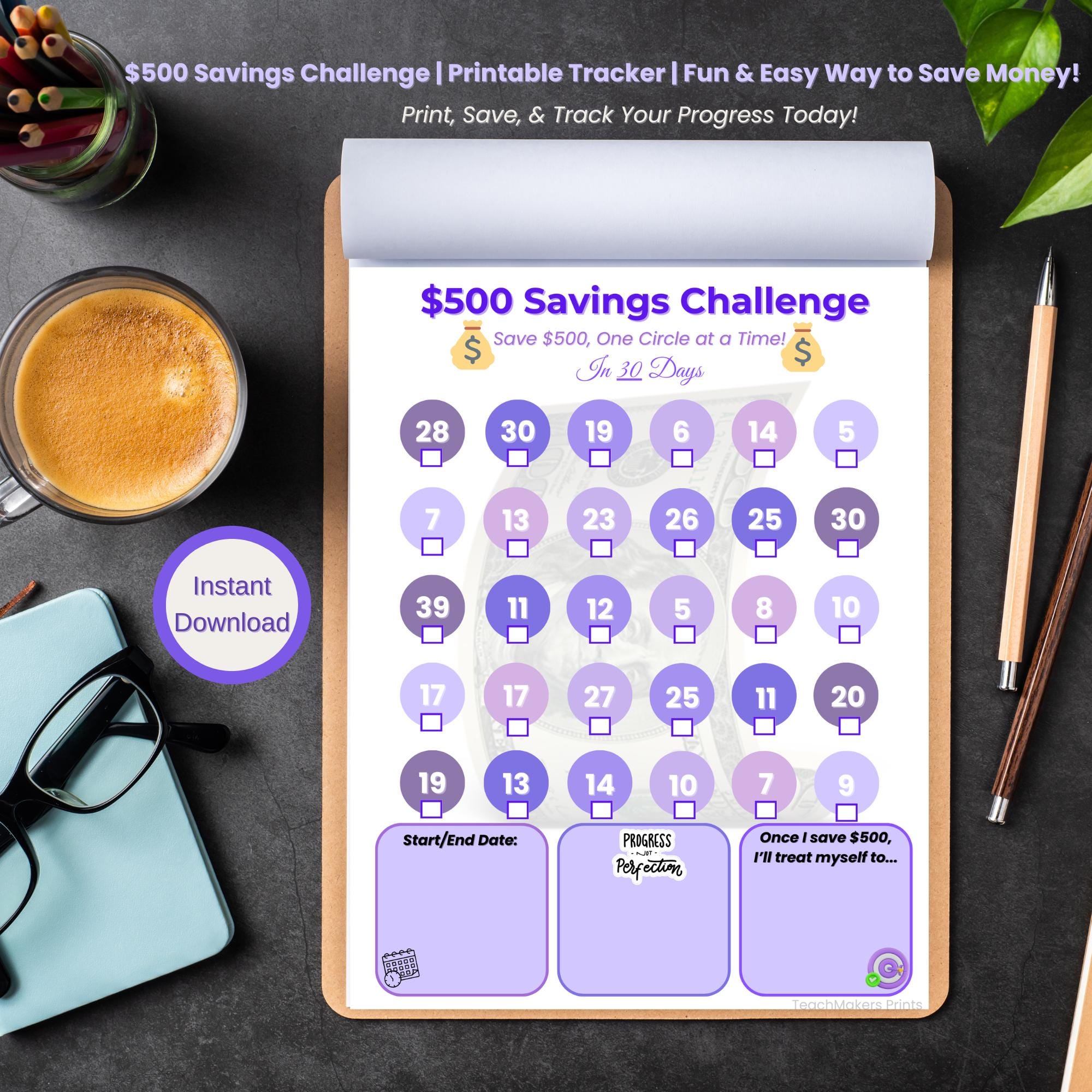 500 Savings Challenge | Printable Tracker | Fun & Easy Way to Save ...