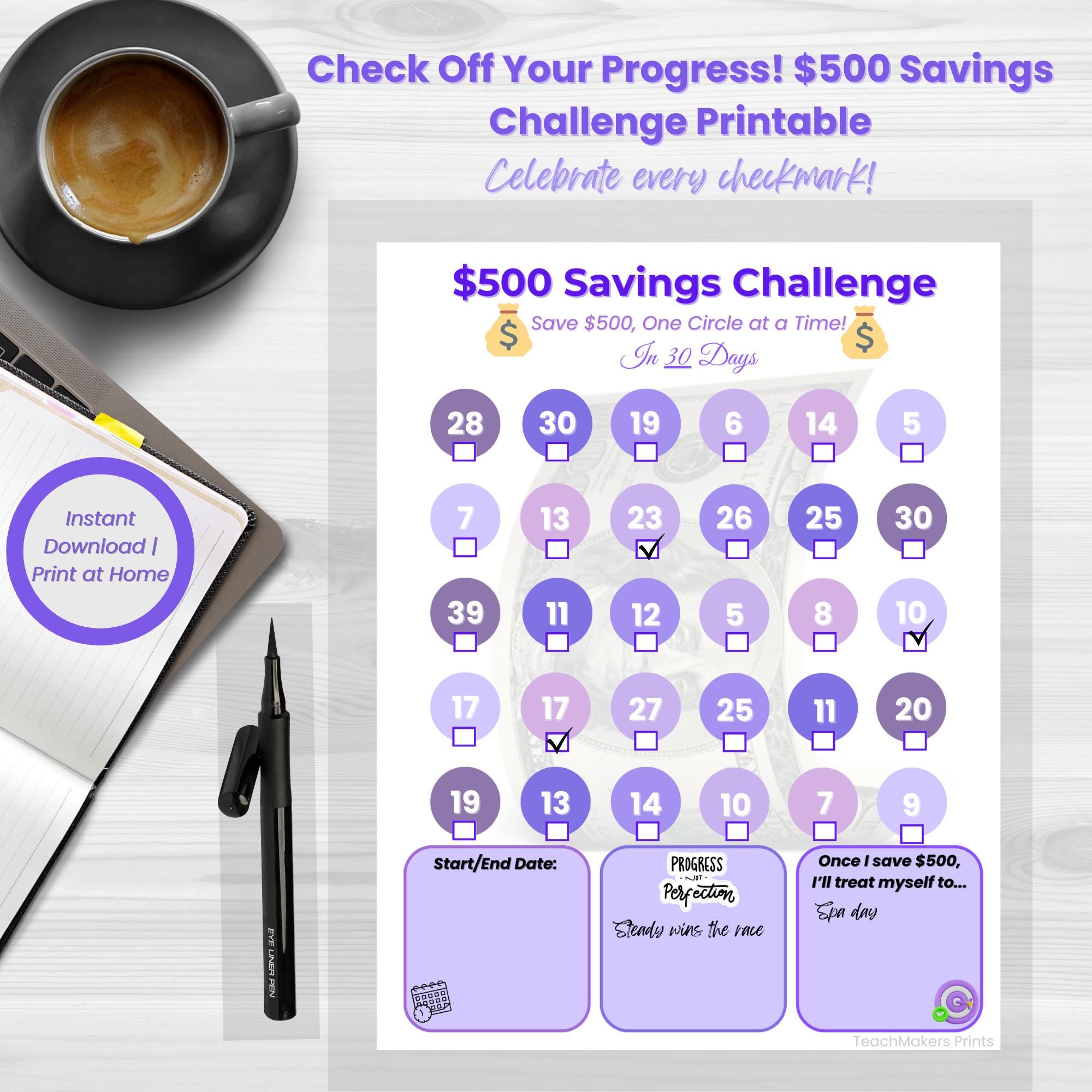 500 Savings Challenge | Printable Tracker | Fun & Easy Way to Save ...
