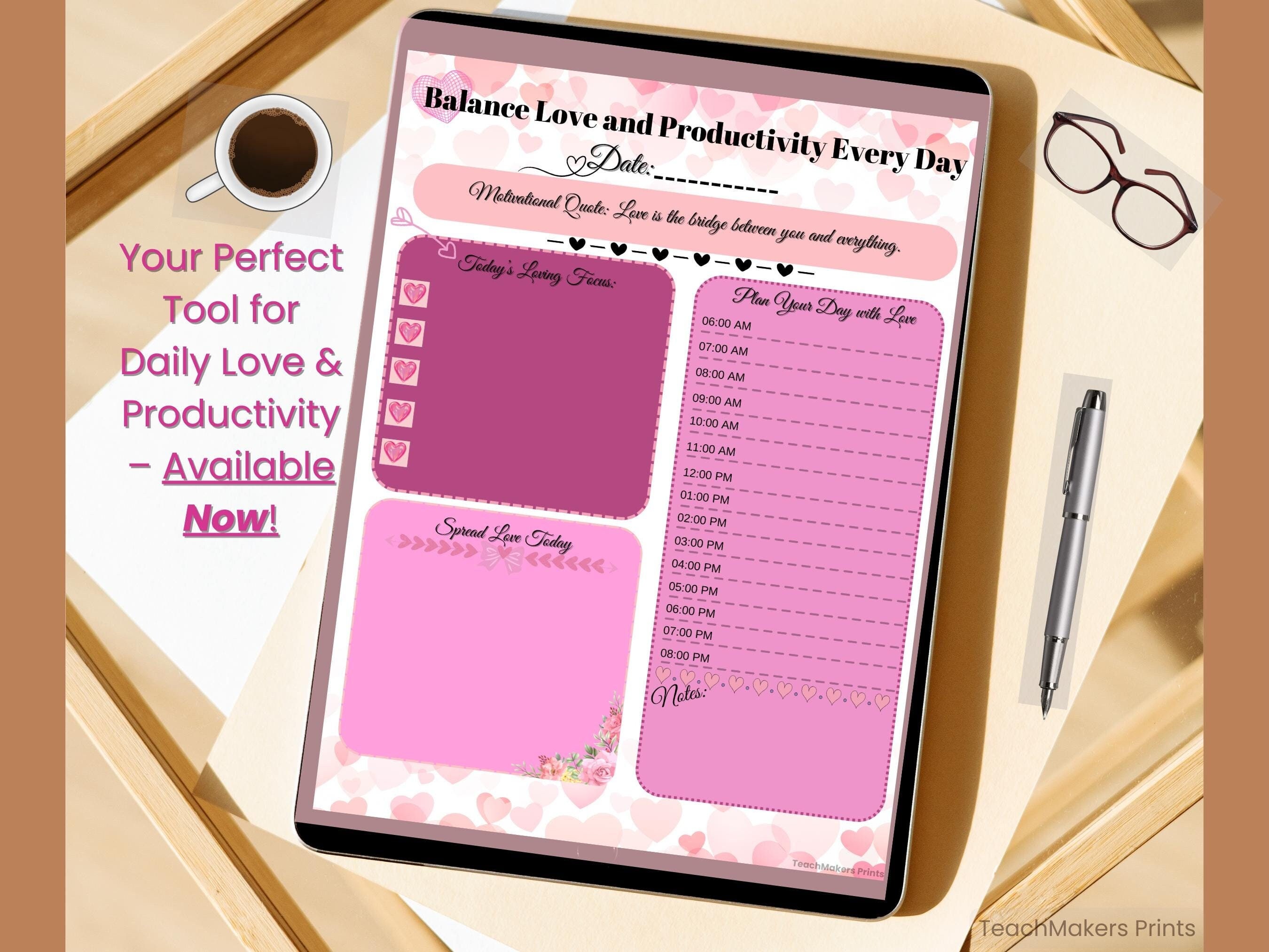 Daily Love Planner – Balance Love & Productivity | Digital Download PDF ...