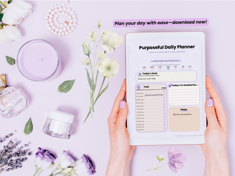 Purposeful Daily Planner Printable PDF for Productivity & Goal Setting ...