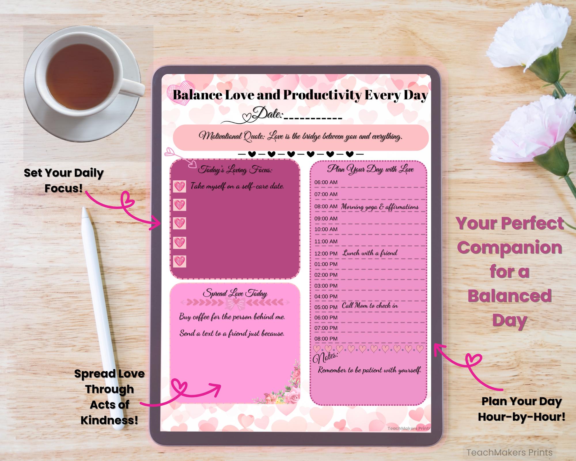 Daily Love Planner – Balance Love & Productivity | Digital Download PDF ...