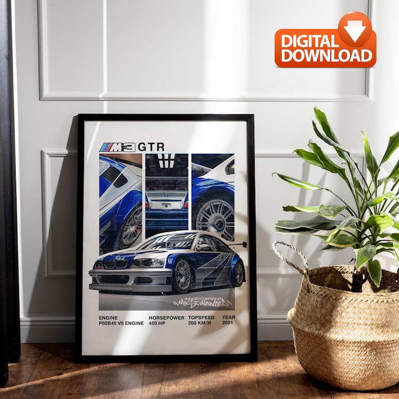 Need for Speed Most Wanted BMW M3 GTR Poster - Racing Game Wall Art - Etsy