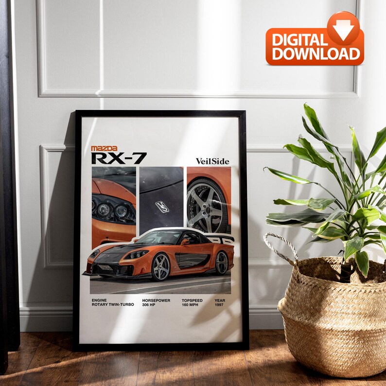 Mazda RX7 Veilside Poster From Fast and Furious Movie - Car Enthusiast ...