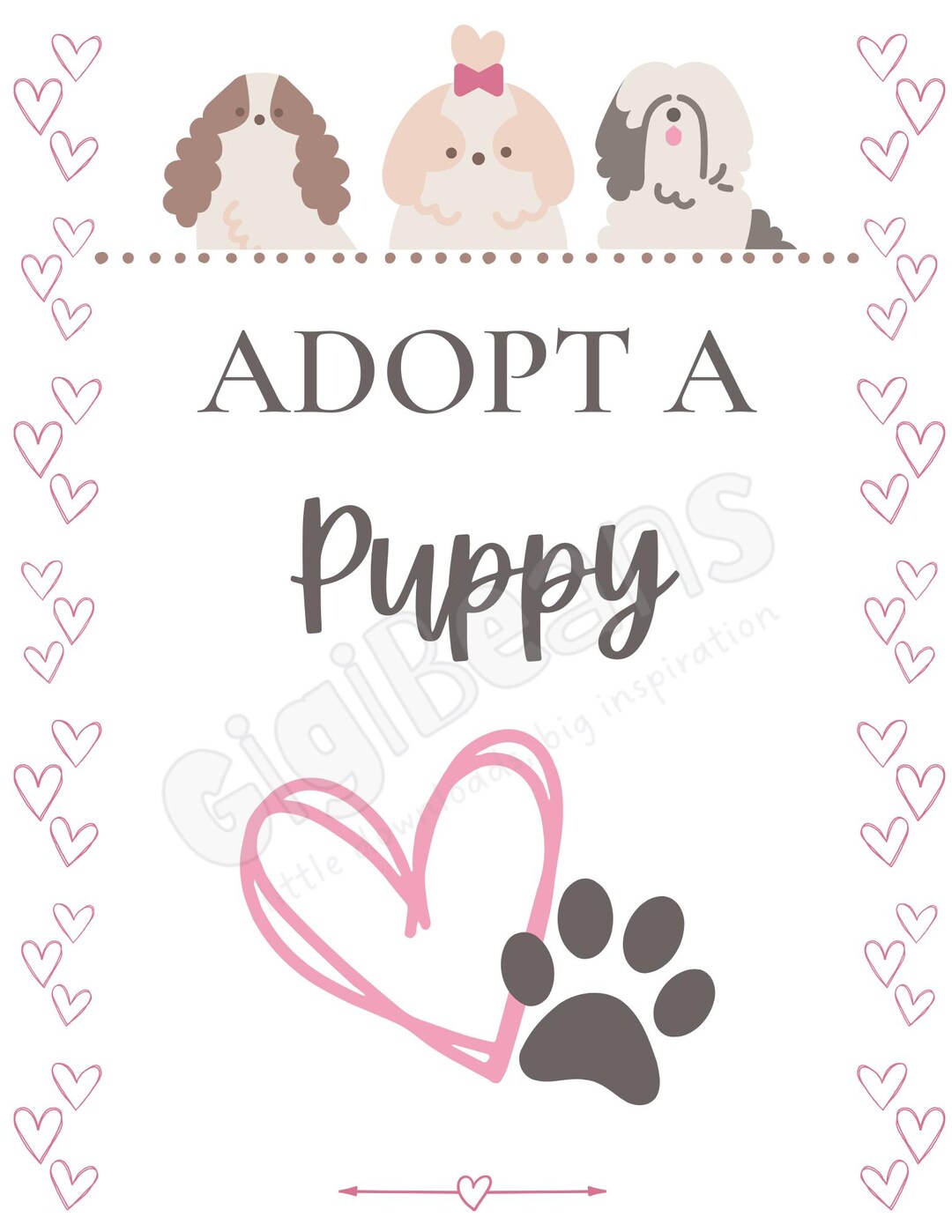 Adopt a Puppy Party Signage & Adoption Certificate - Digital Download ...
