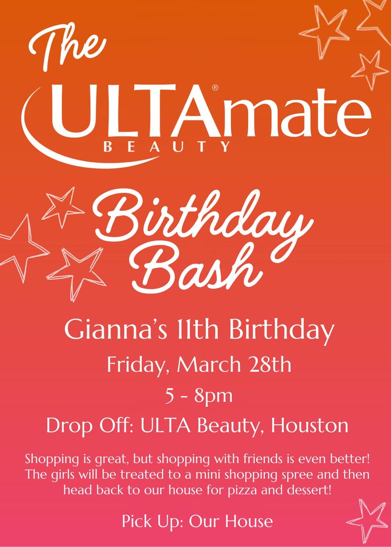 Ulta-mate Beauty Bash Birthday Party Invitation - Editable Digital ...