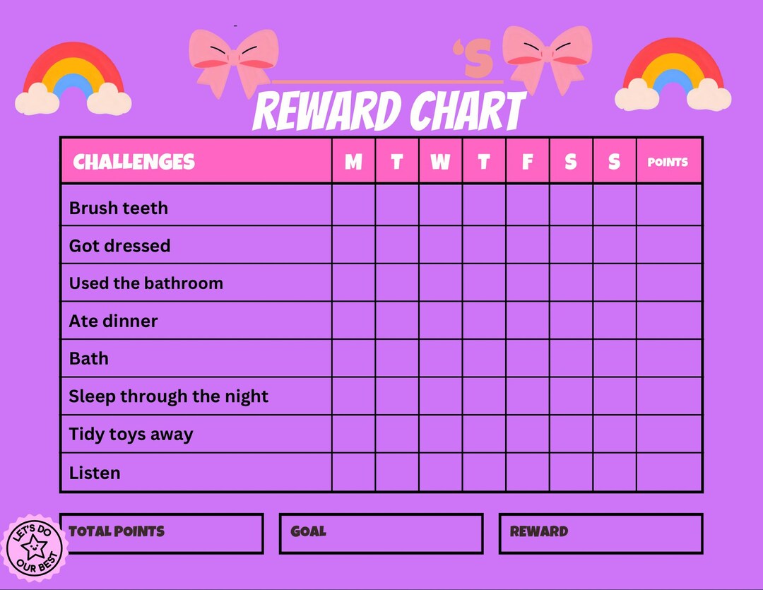 Printable Kids Star Chart – Weekly Reward Chart for Children - Etsy