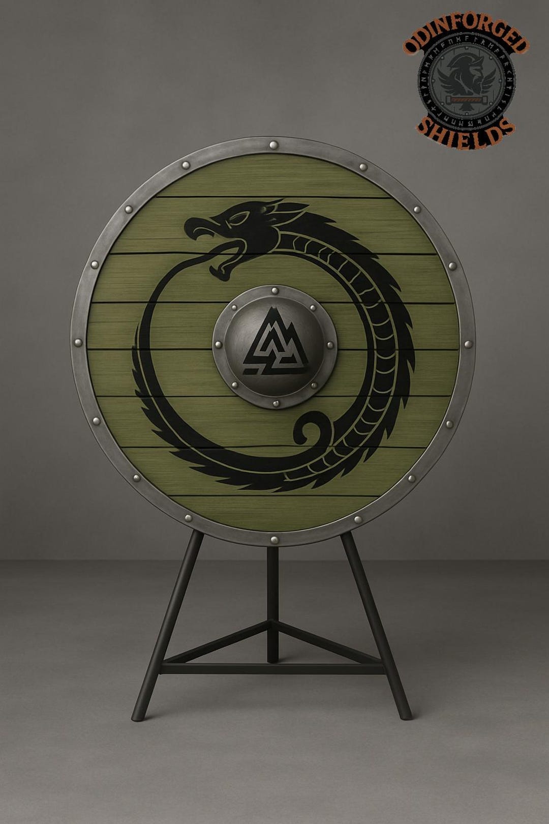 Jörmungandr Viking Shield – Norse Serpent & Valknut Design | 24 ...