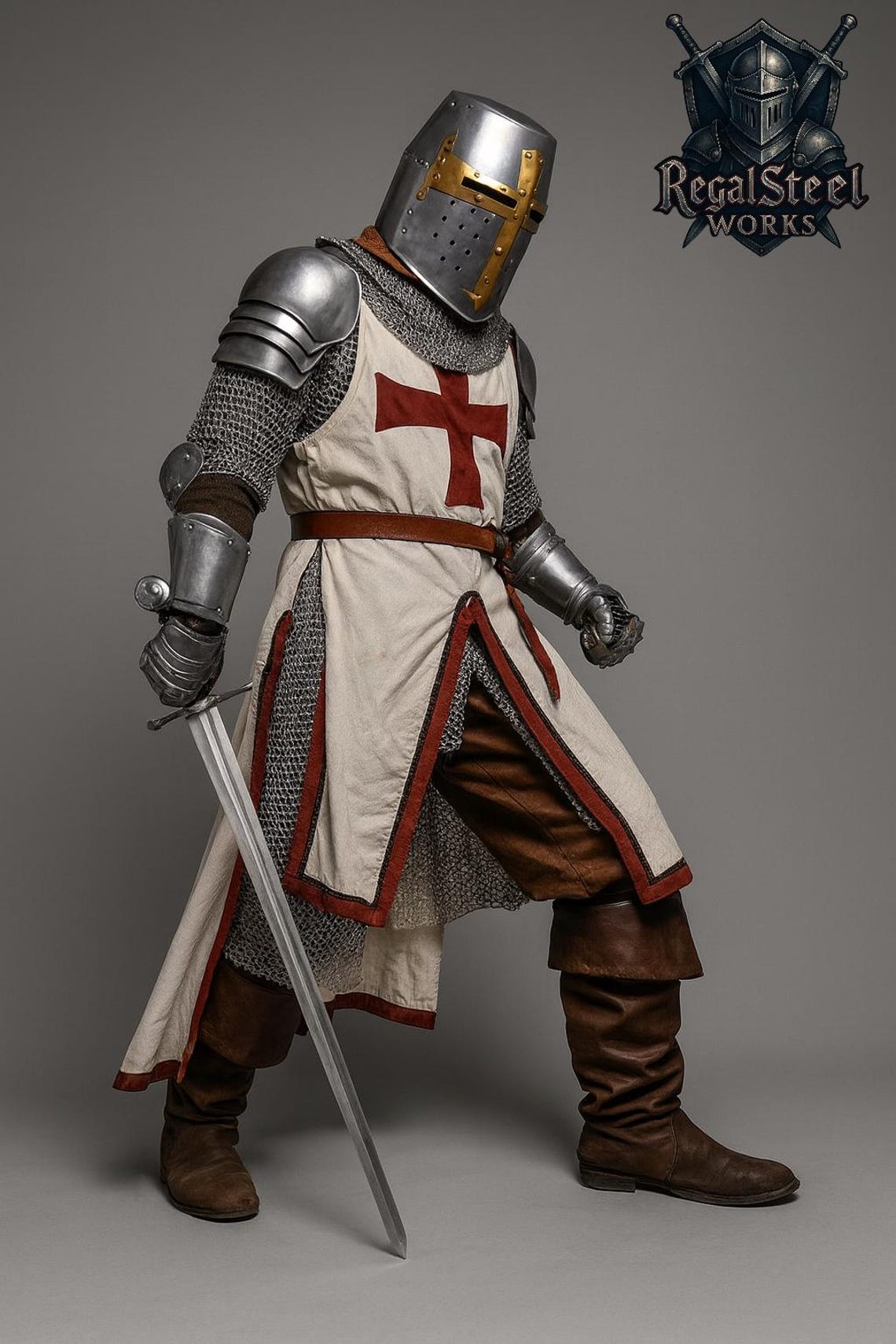 Medieval Templar Knight Armor Suit: 18 Gauge Steel, Full Body Cosplay ...