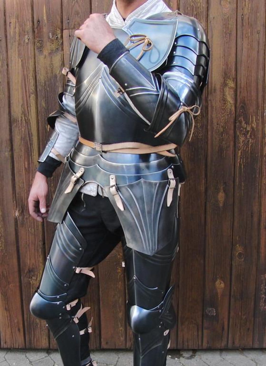 Medieval Knight Blackened Steel Battle German Gothic Rider Full Body ...