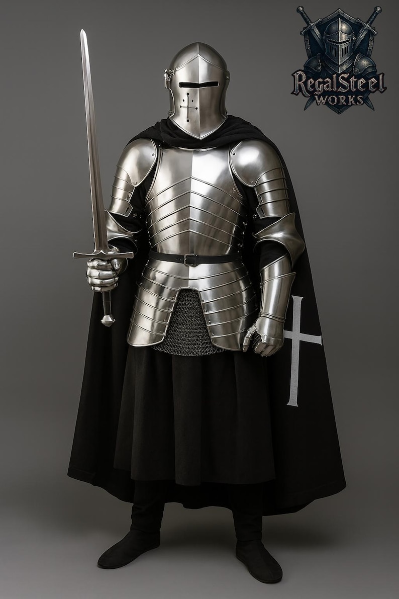 Medieval Knight Full Armor Set – 18 Gauge Steel Crusader Costume - Etsy ...