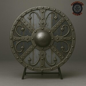Medieval Decorative Viking Shield – Handcrafted Wooden & Metal Wall ...