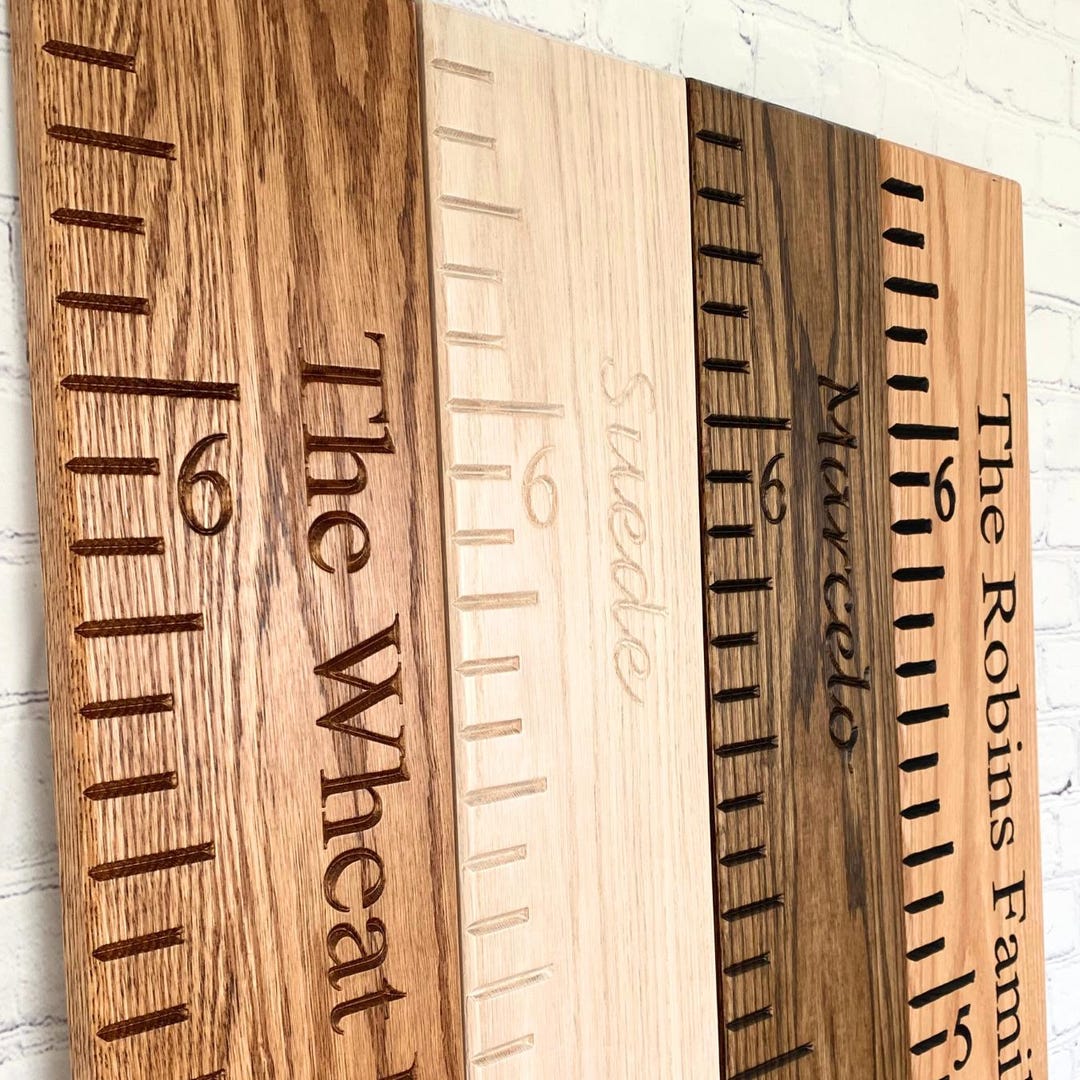 Custom Engraved Family Growth Ruler, Wood Height Measuring Stick for ...
