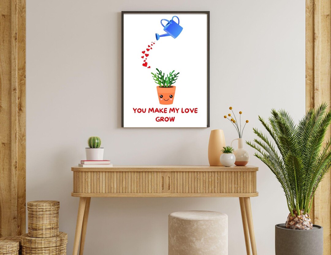Valentine's Day Card You Make My Love Grow Plant & Heart Watering ...