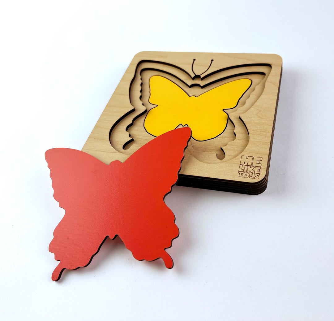 Wooden Multi Layered Butterfly Puzzles, Montessori Toy Puzzle Early ...