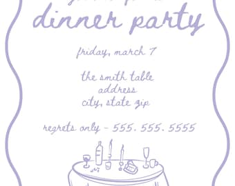 Minimalist Dinner Party Invitation Template | Minimalist Blue Line Art ...
