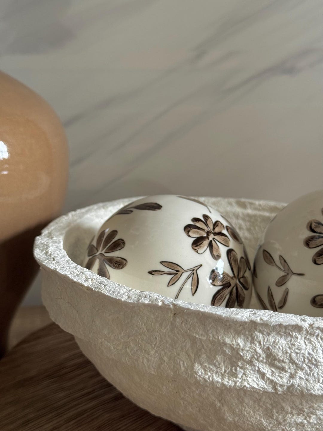 Ceramic Brown Floral Ball Filler - Etsy