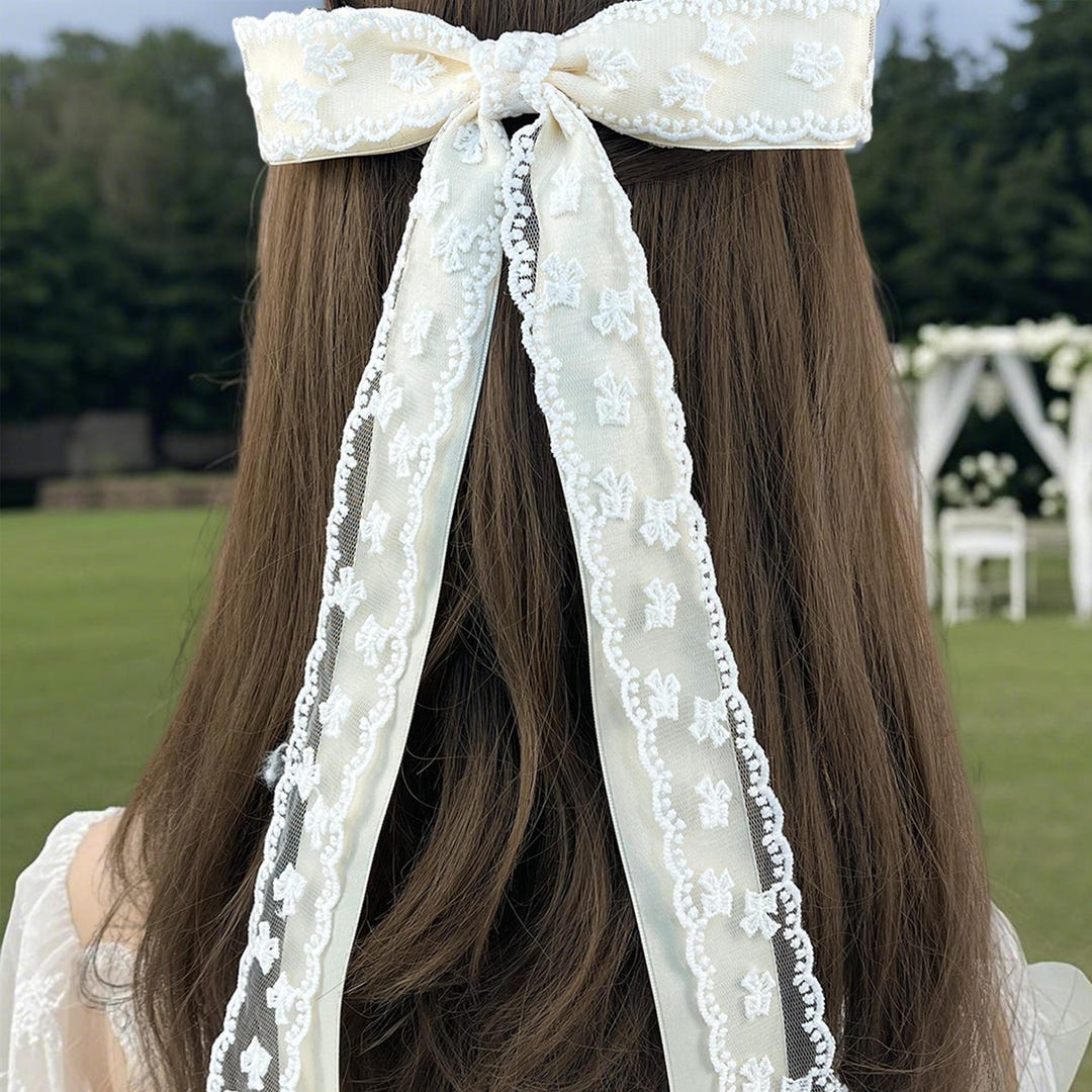 Elegant Lace Bow With Tail, Headdress for Prom Dress, Hair Clamps for ...