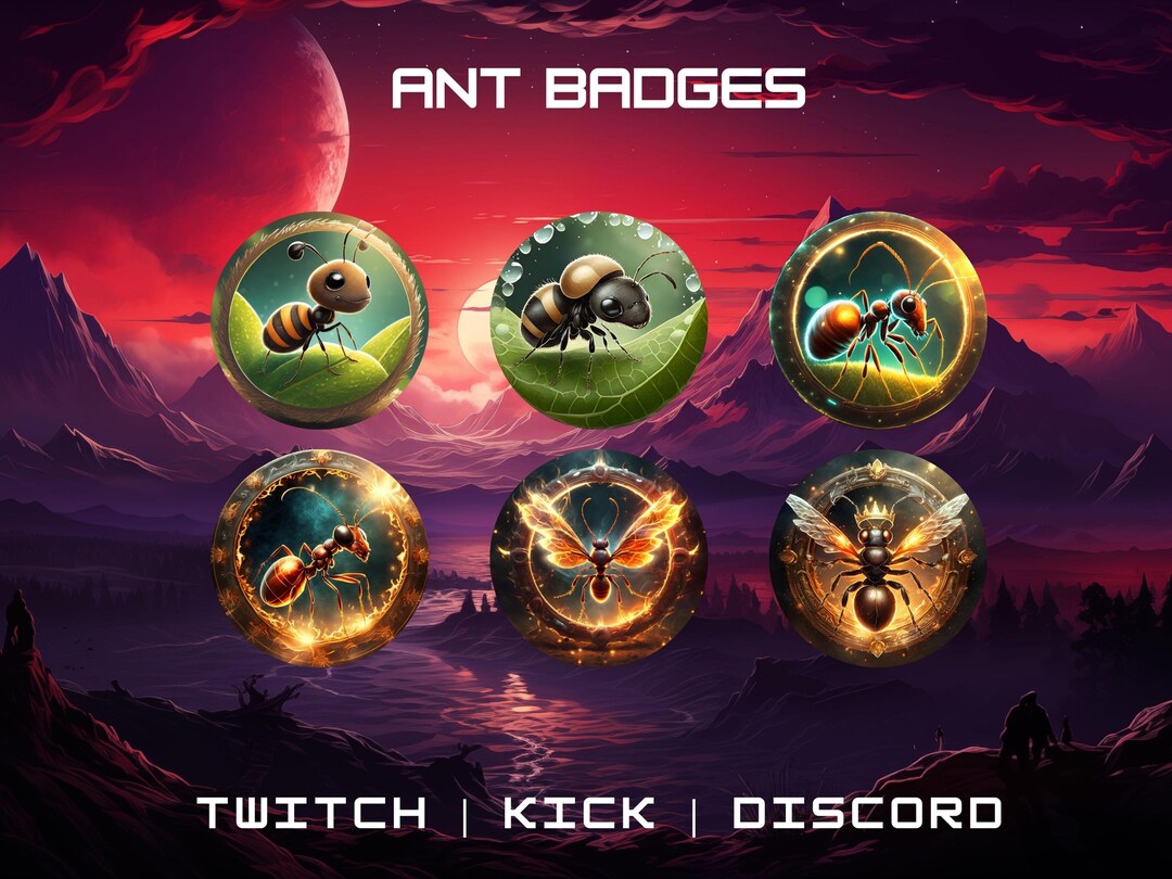 Ant Badges for Twitch, Youtube, Kick and Discord | Bit Badges | Sub ...