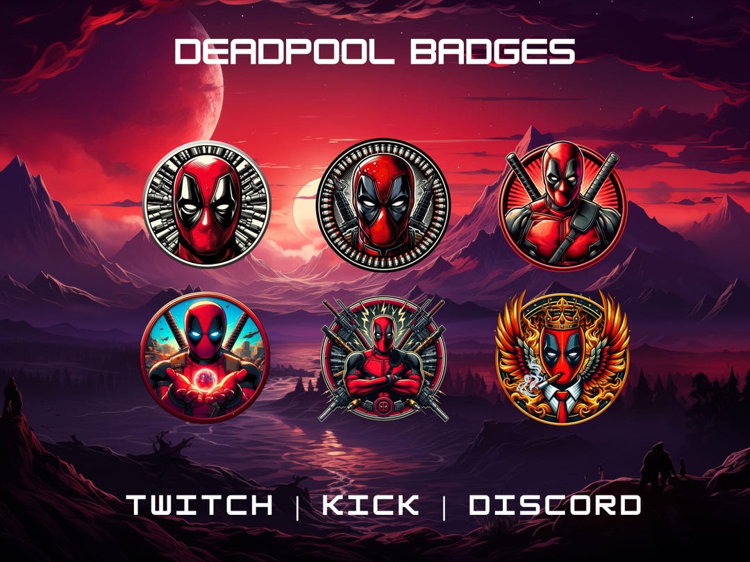Dead-pool Badges | Twitch Sub Badges | Twitch Bit Badges | Instant ...